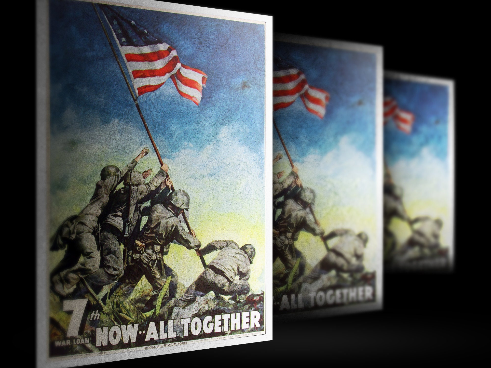 WWII Iwo Jima Flag Raising Propaganda Poster, PRINTED, Historic U.S ...