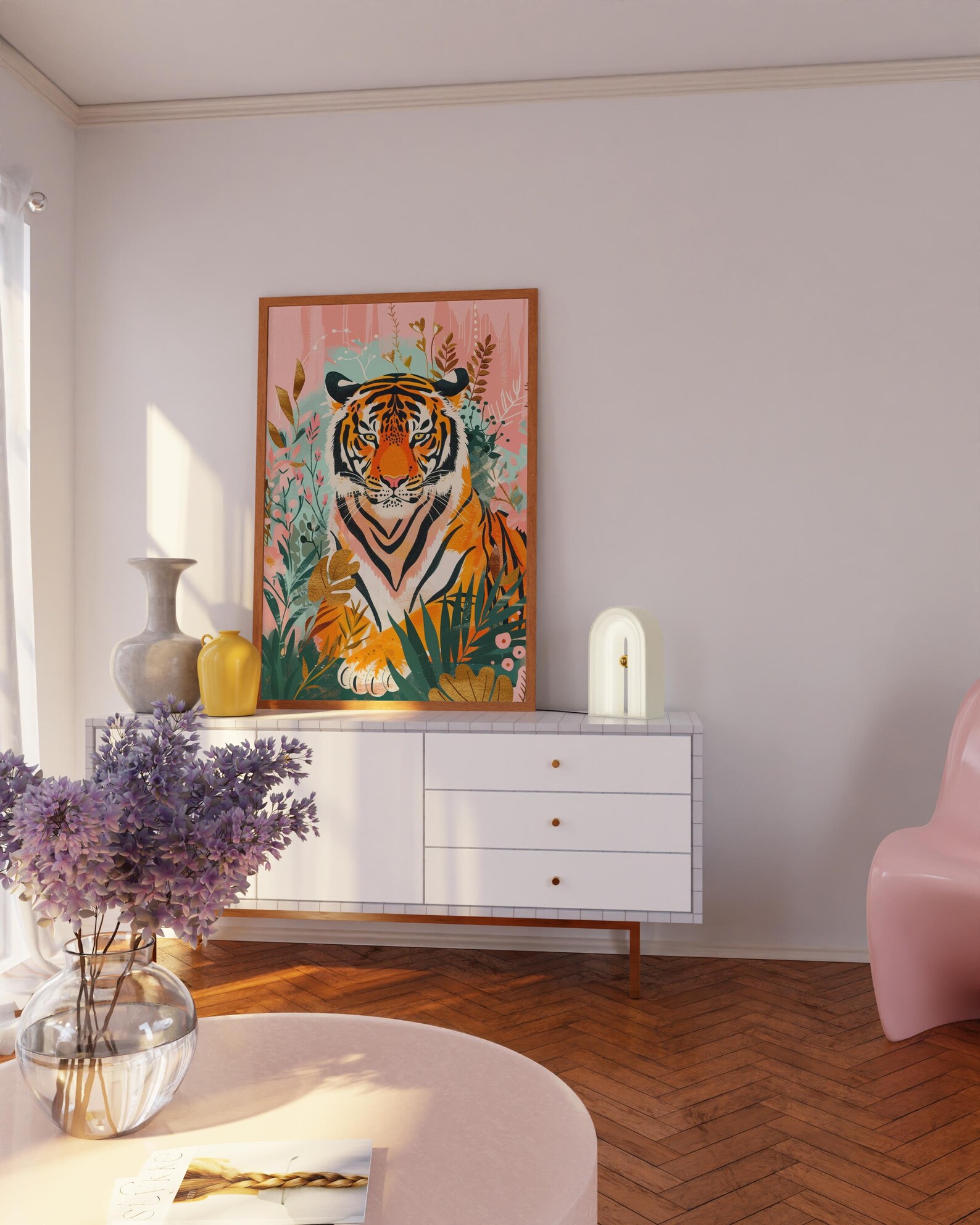 Whimsical Tiger Illustration Print, Vibrant Tiger Art Print, Modern ...