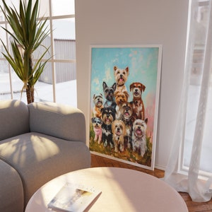 Colorful Dogs Poster Digital Download, Gouache Painting With Pastel ...