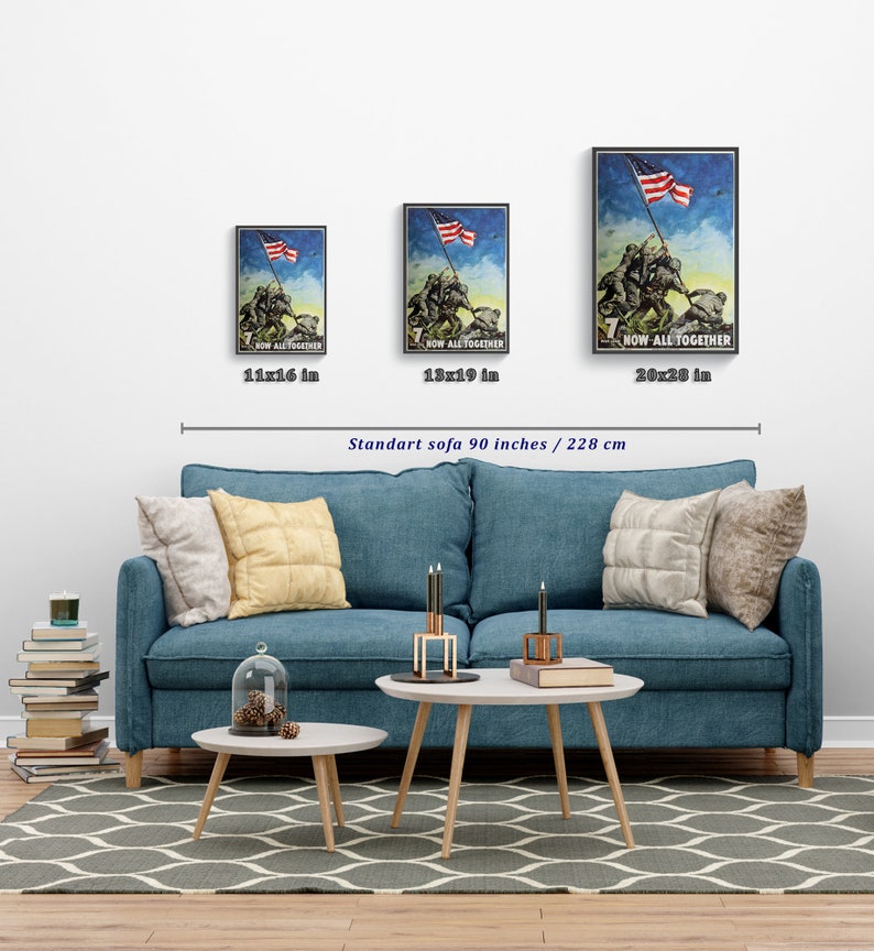 WWII Iwo Jima Flag Raising Propaganda Poster, PRINTED, Historic U.S ...