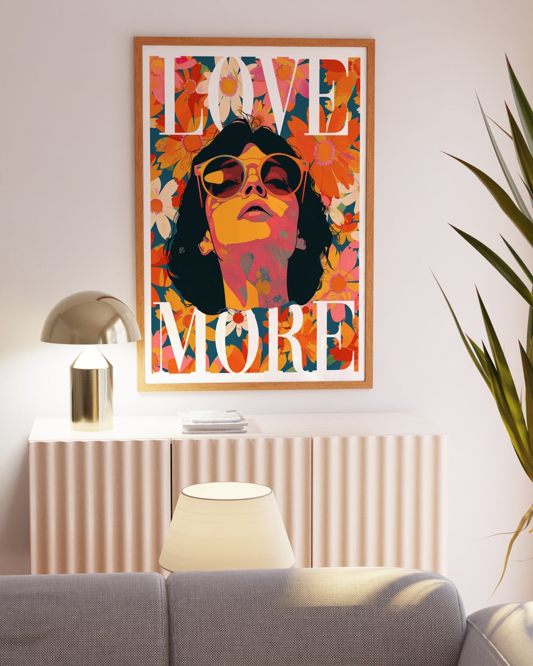 Love More: Retro 70s Digital Art Print, Vintage Home Decor, Colorful ...