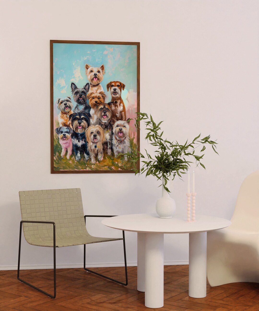 Colorful Dogs Poster Digital Download, Gouache Painting With Pastel ...
