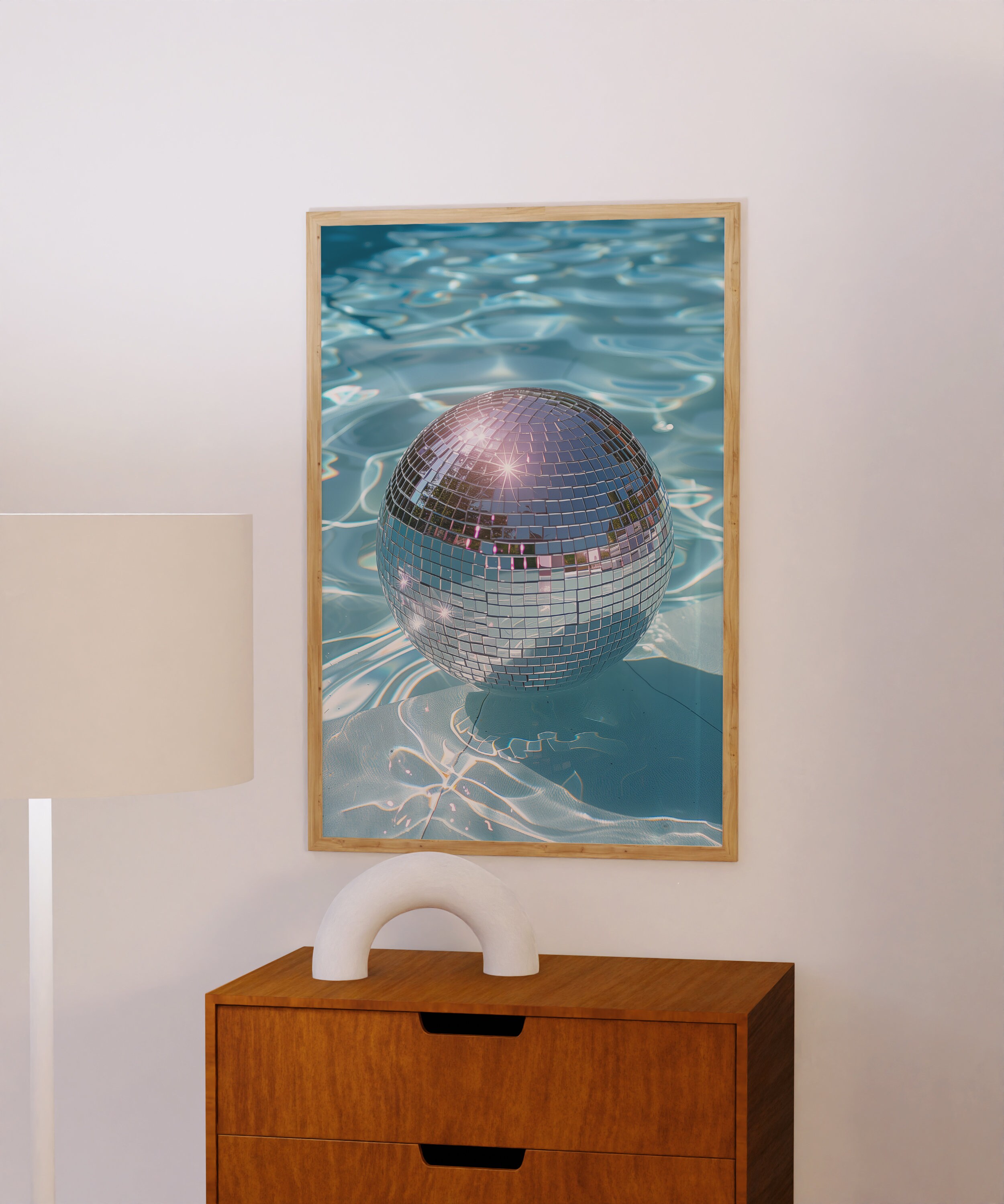 Disco Ball Pool Poster, Pool Party Disco Vibes, Funky Disco Ball Poster ...