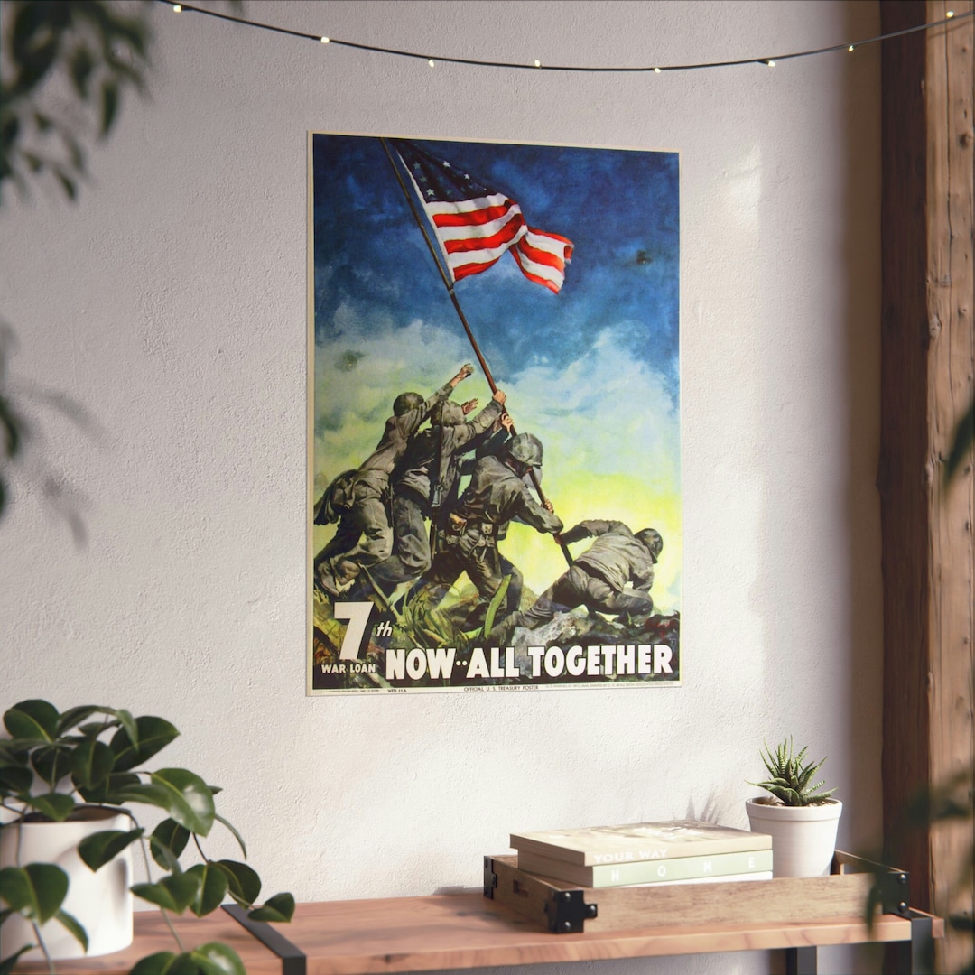 WWII Iwo Jima Flag Raising Propaganda Poster, PRINTED, Historic U.S ...