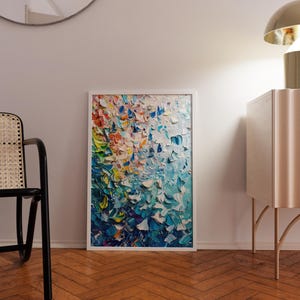 Abstract Blue Splash Poster, Printed Wall Art, Bold Brushstroke Art ...