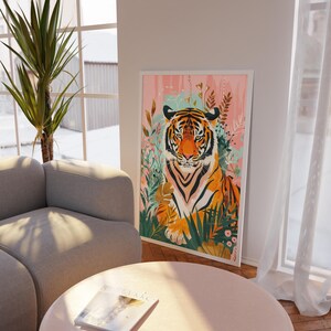 Whimsical Tiger Illustration Print, Vibrant Tiger Art Print, Modern ...