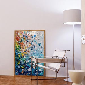 Abstract Blue Splash Poster, Printed Wall Art, Bold Brushstroke Art ...