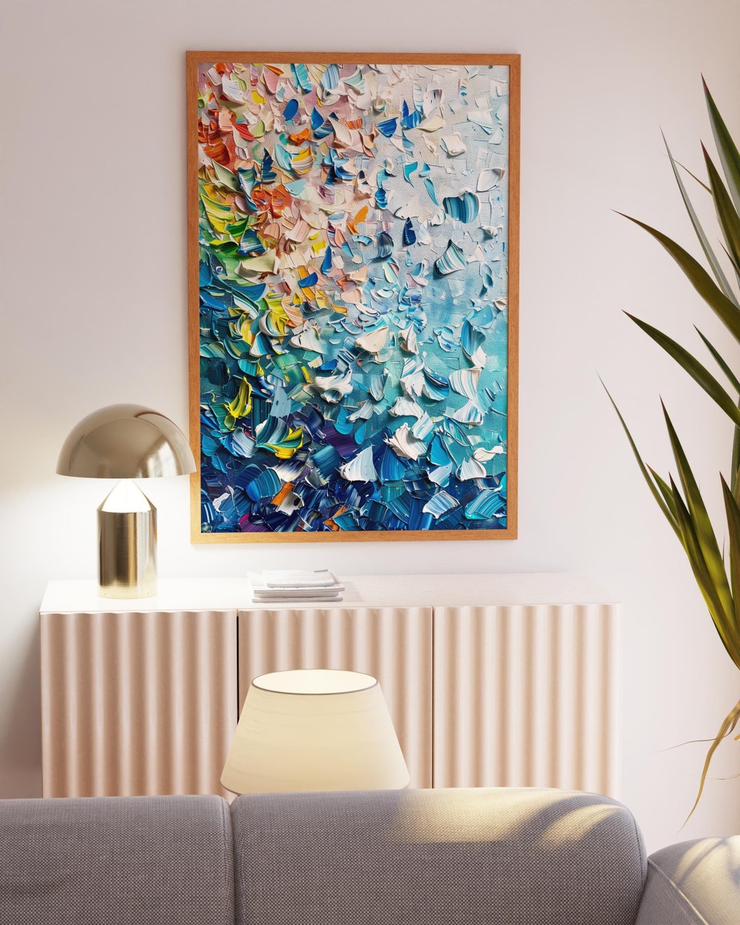 Abstract Blue Splash Poster, Printed Wall Art, Bold Brushstroke Art ...