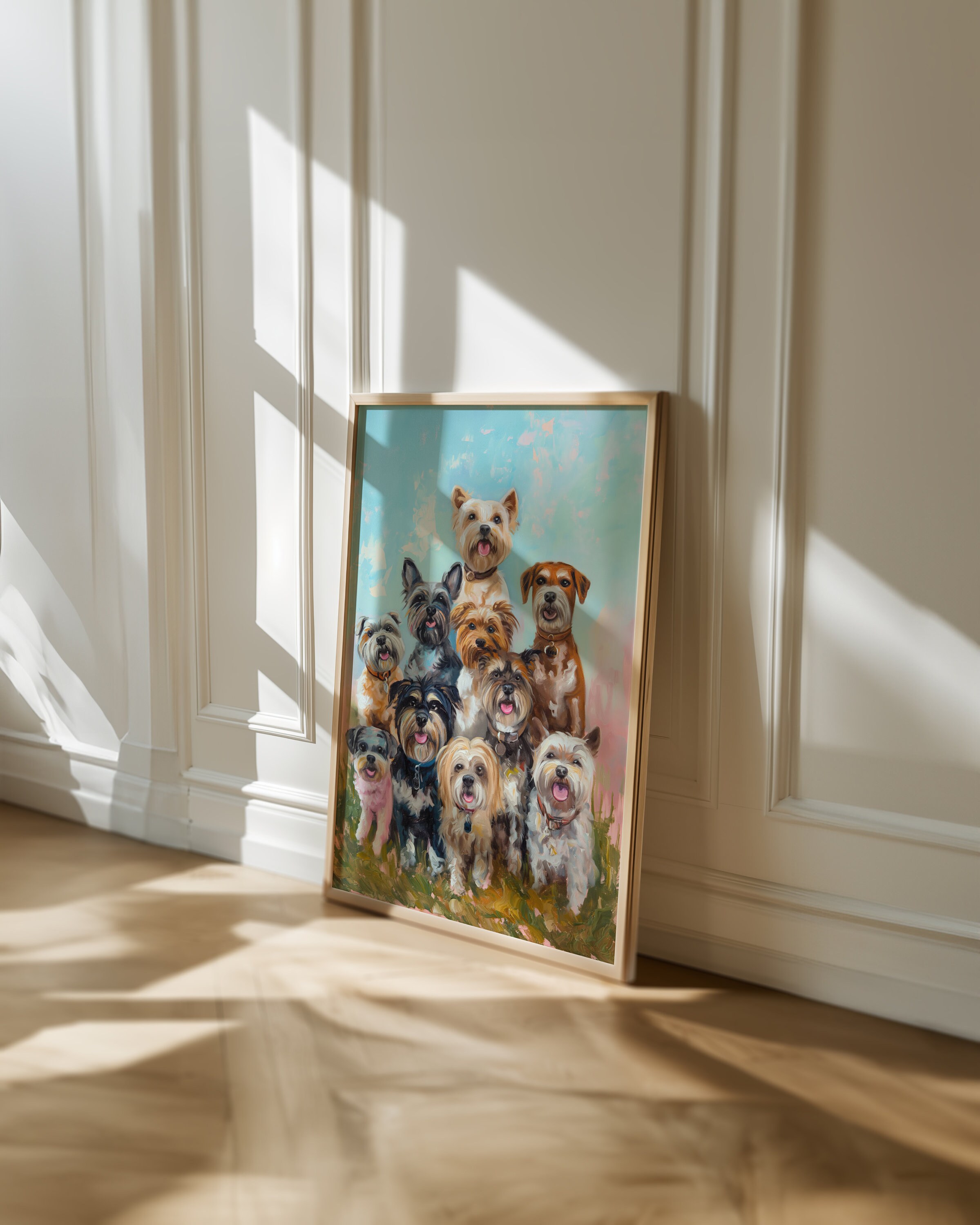 Colorful Dogs Poster Digital Download, Gouache Painting With Pastel ...