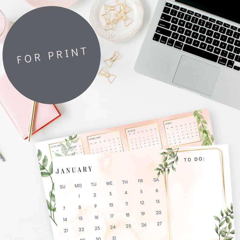 2024 Digital Calendar With Floral Design and Monthly To-do List ...