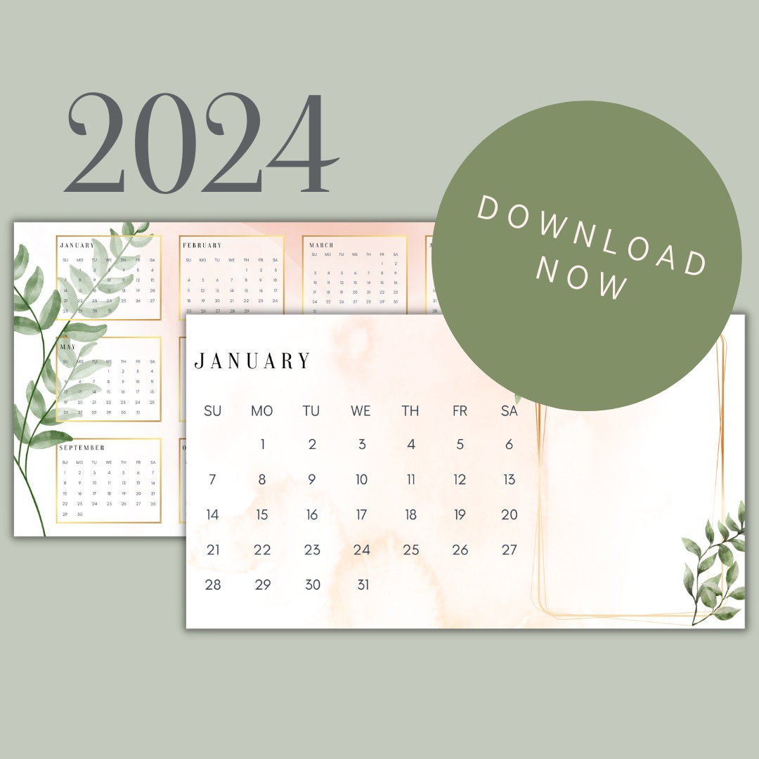 2024 Digital Calendar With Floral Design and Monthly To-do List ...