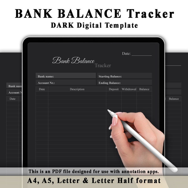 Bank Account Balance Tracker - Etsy