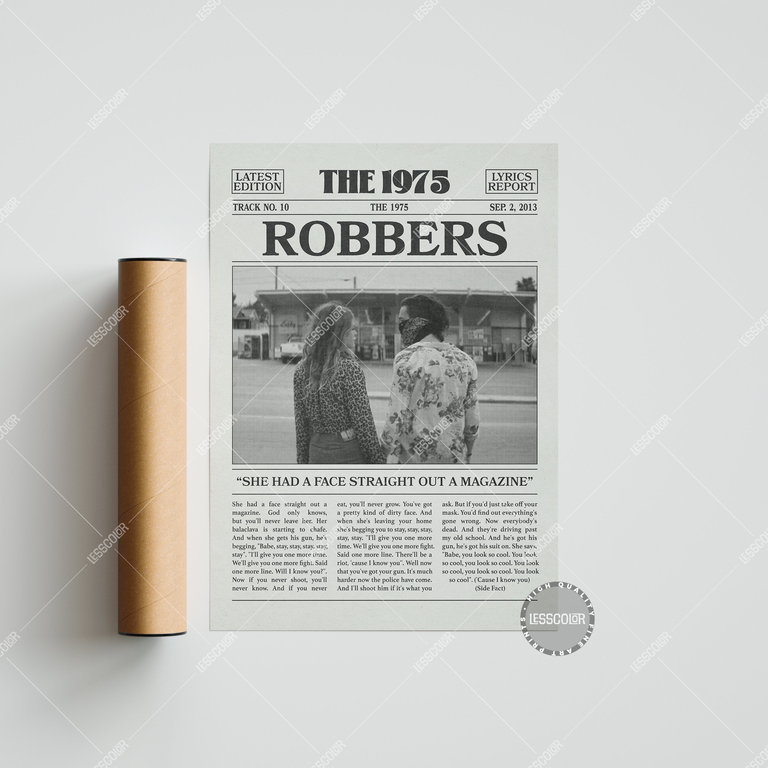 The 1975 Retro Newspaper Print Robbers Poster Robbers Lyrics - Etsy