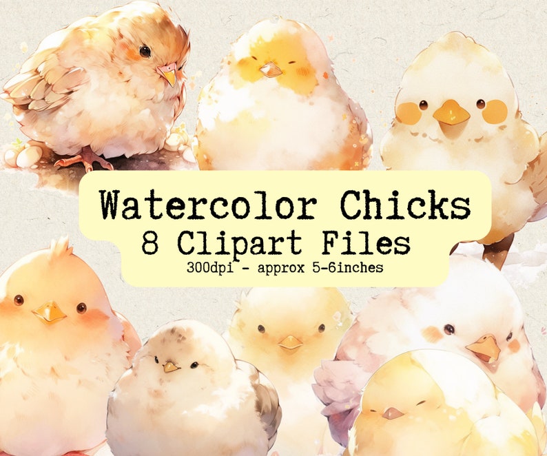 Watercolor Kawaii Chicks Clipart Set | PNG Bundle | Instant Download ...