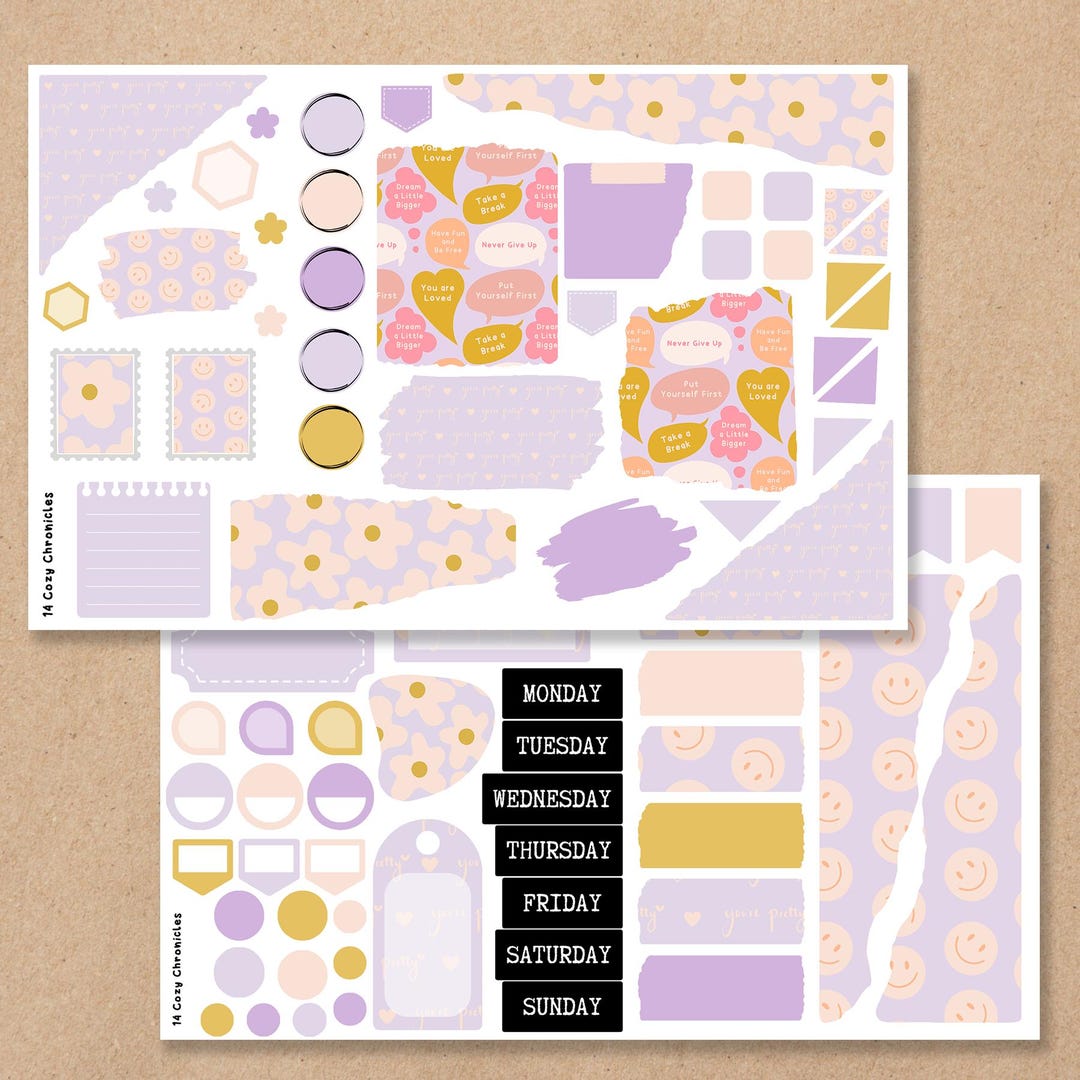Lila - Printable Journaling Sticker Kit | Junk Journaling, Scrapbook ...
