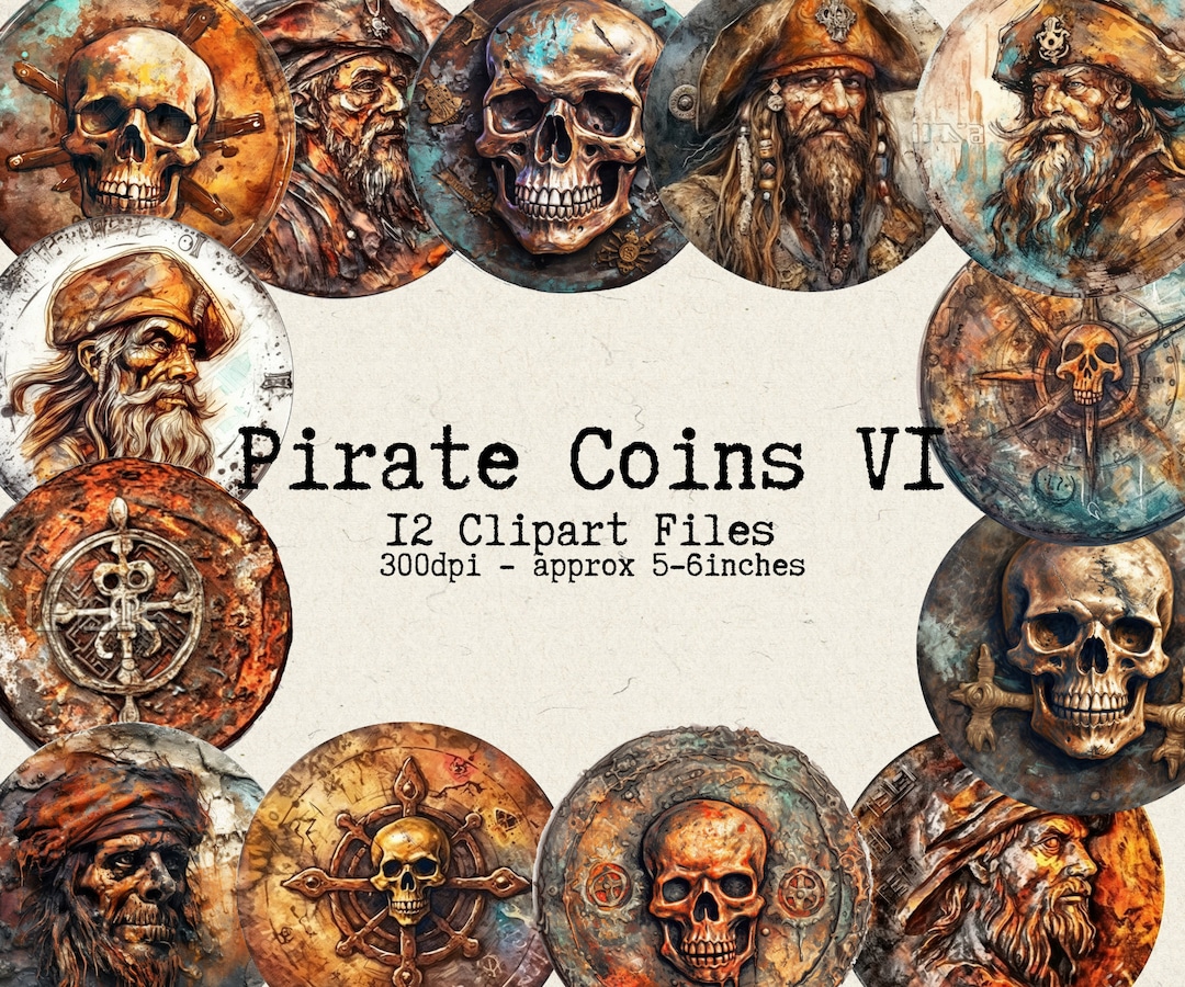 Watercolor Pirate Coins Clipart Set 1 | Pirates Treasure PNG | Instant ...