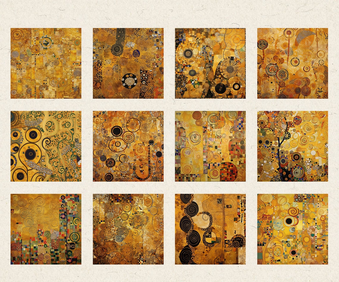 Gustar Klimt Inspired Digital Paper |fine Art Patterns Printable ...