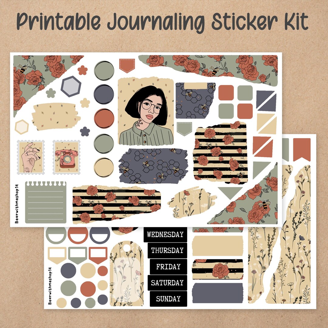 Kate - Printable Journaling Sticker Kit | Junk Journaling, Scrapbook ...