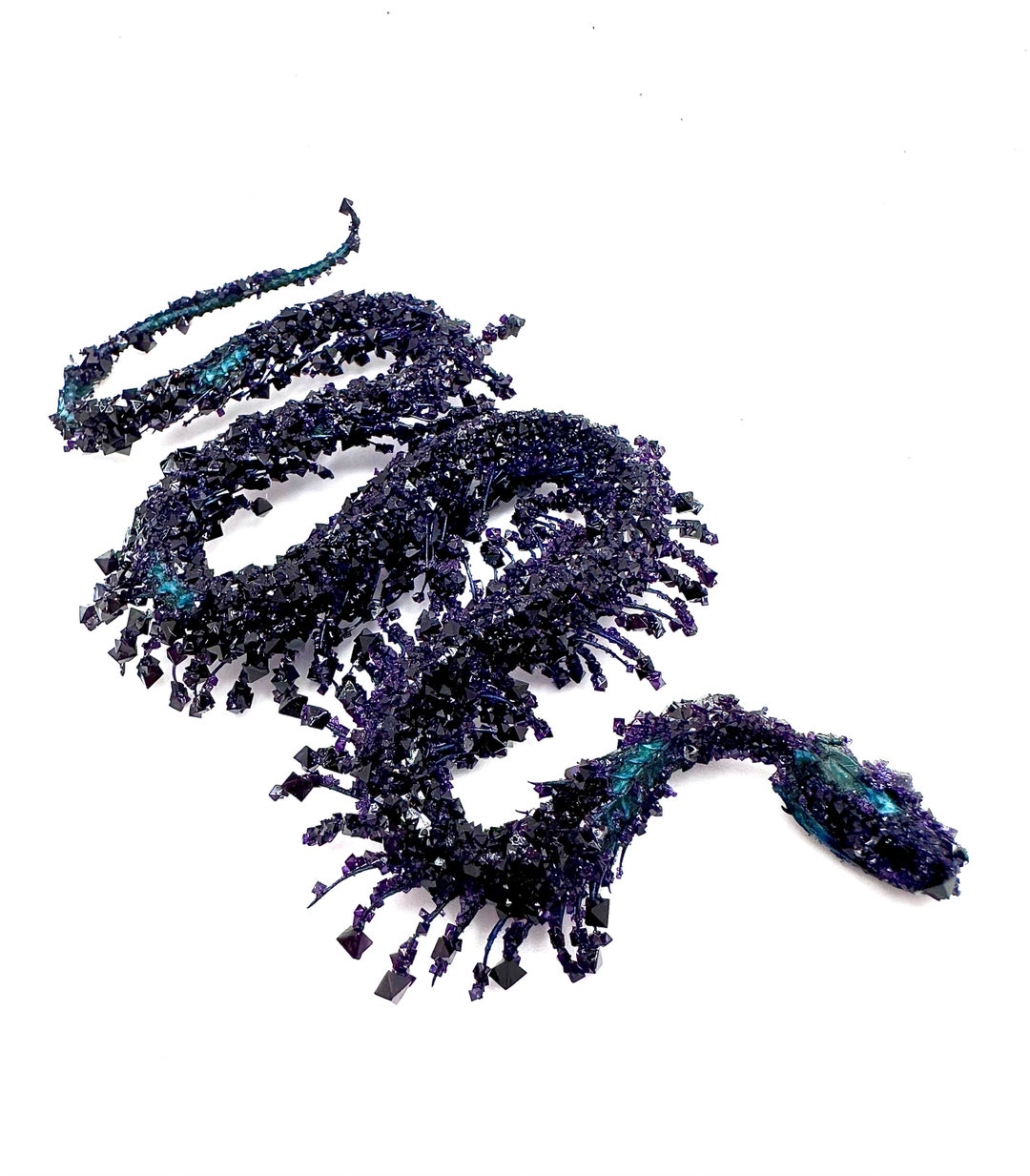 Dark Purple amethyst Crystallized Snake Skeleton Real Animal Skull ...