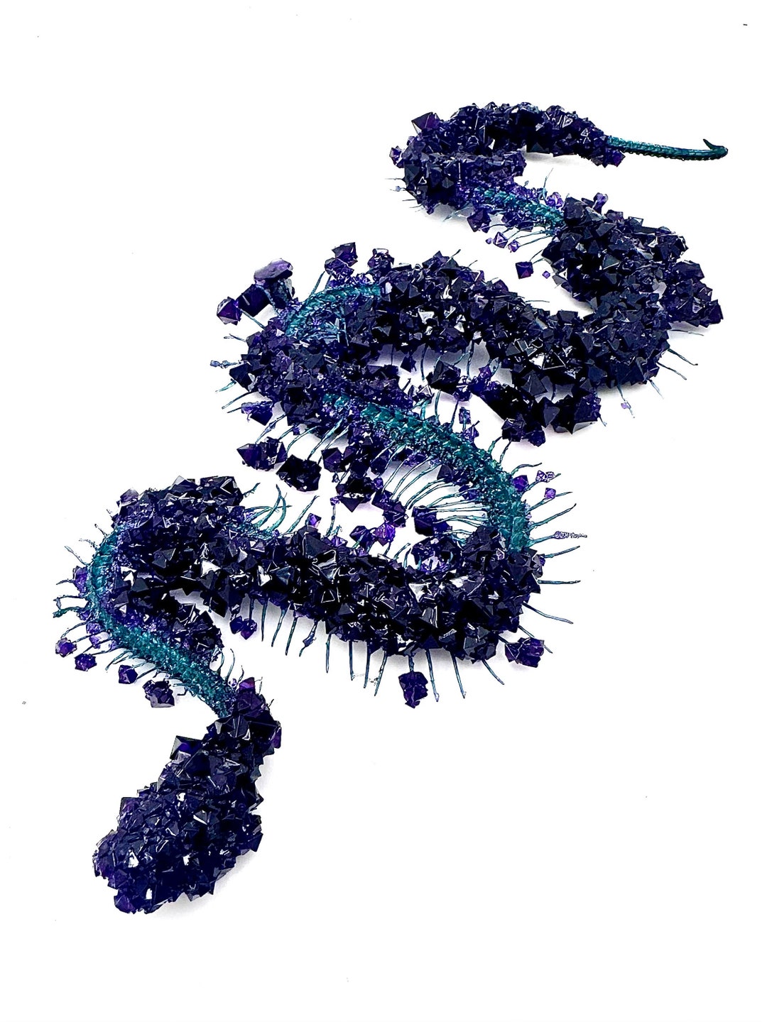 Dark Purple amethyst Crystallized Snake Skeleton Real Animal Skull ...