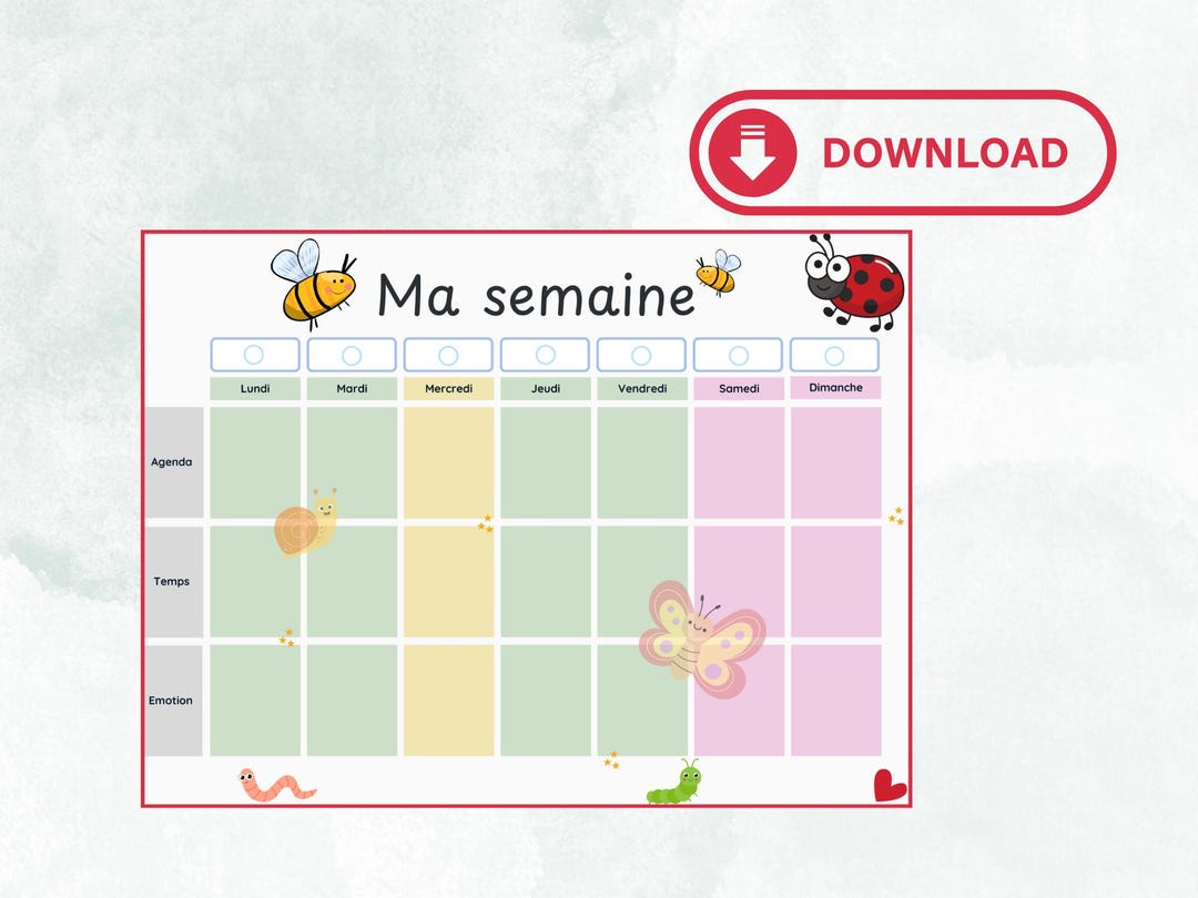 A4 Weekly Planner to Print INSECTS Nursery Weekly Planner - Etsy