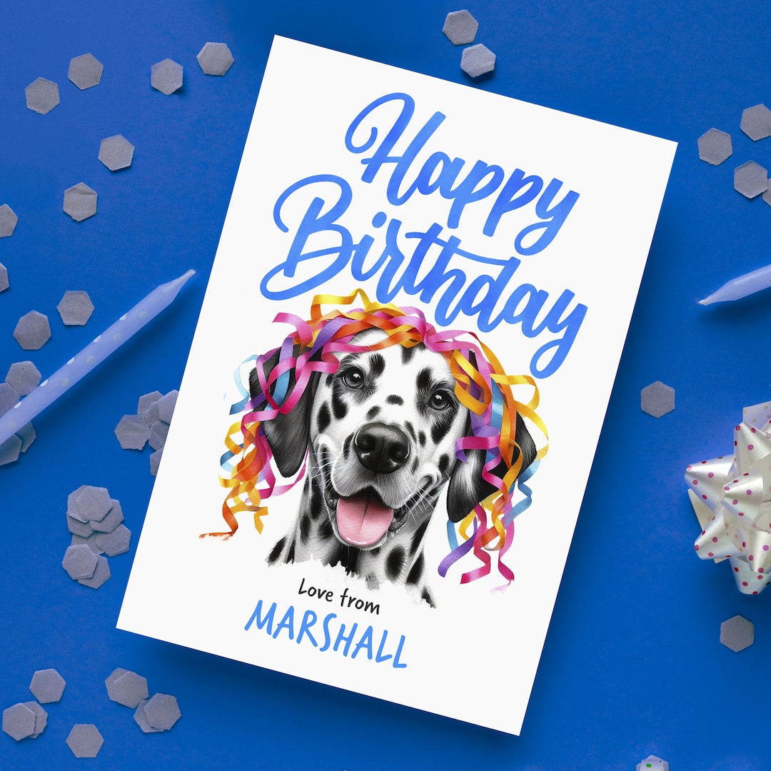 Personalised Dalmatian Birthday Cards | Adorable Watercolour Pencil ...