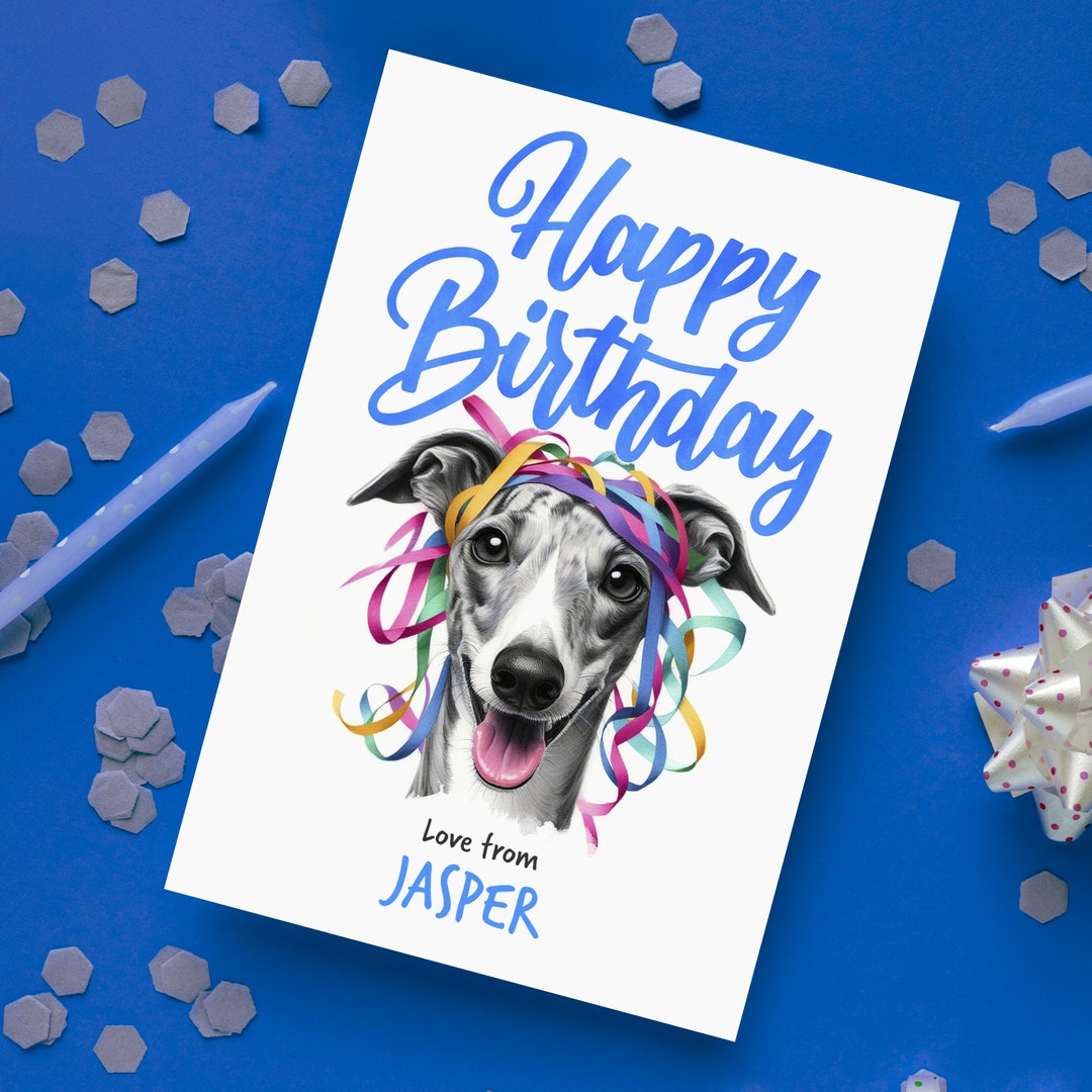 Personalised Whippet Birthday Cards | Adorable Watercolour Pencil | Dog ...