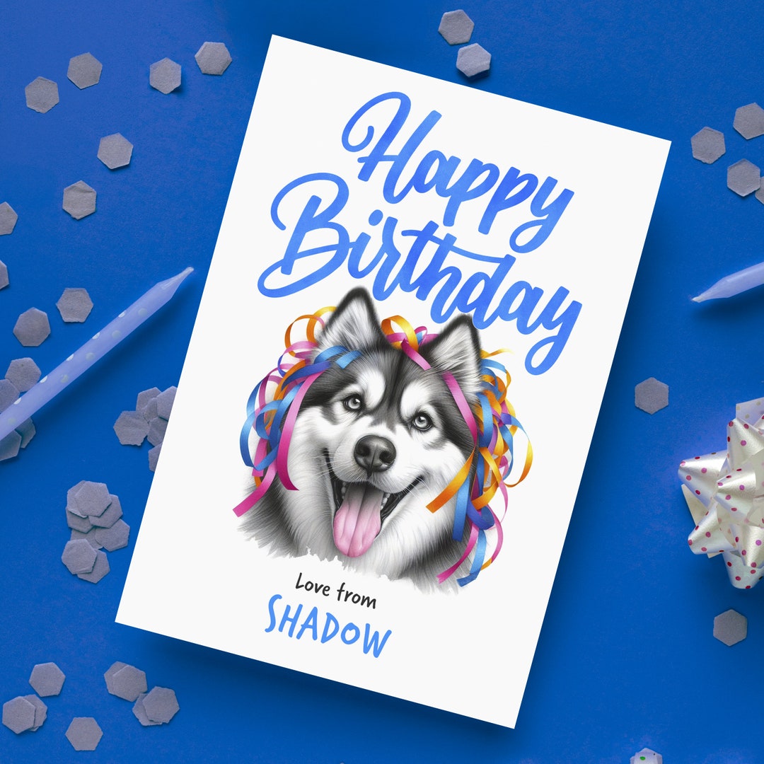 Personalised Siberian Husky Birthday Cards | Adorable Watercolour ...