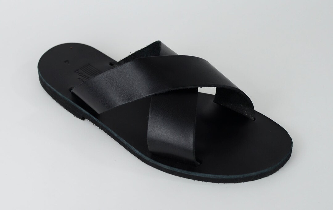 HELIOS BLACK LEATHER Sandals - Etsy