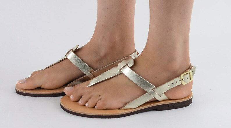 ATHENA GOLD LEATHER Sandals - Etsy