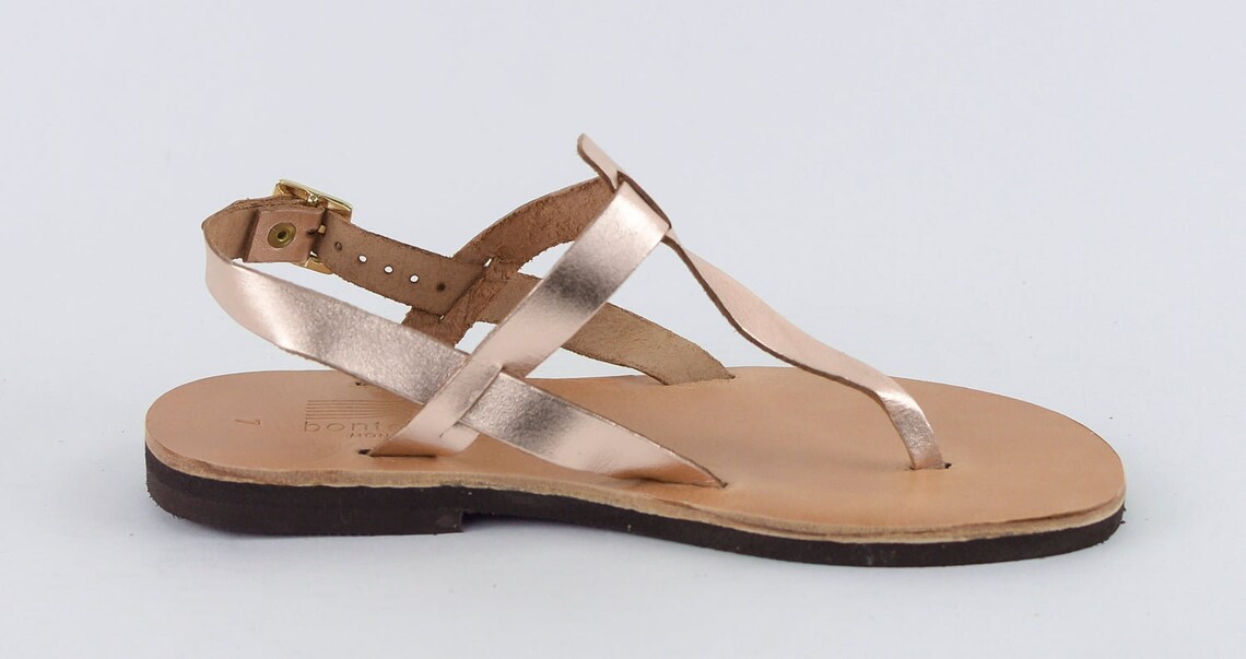 ATHENA ROSE GOLD Leather Sandals - Etsy