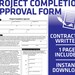 Construction Project Completion Form for Customer Approval, Release of ...