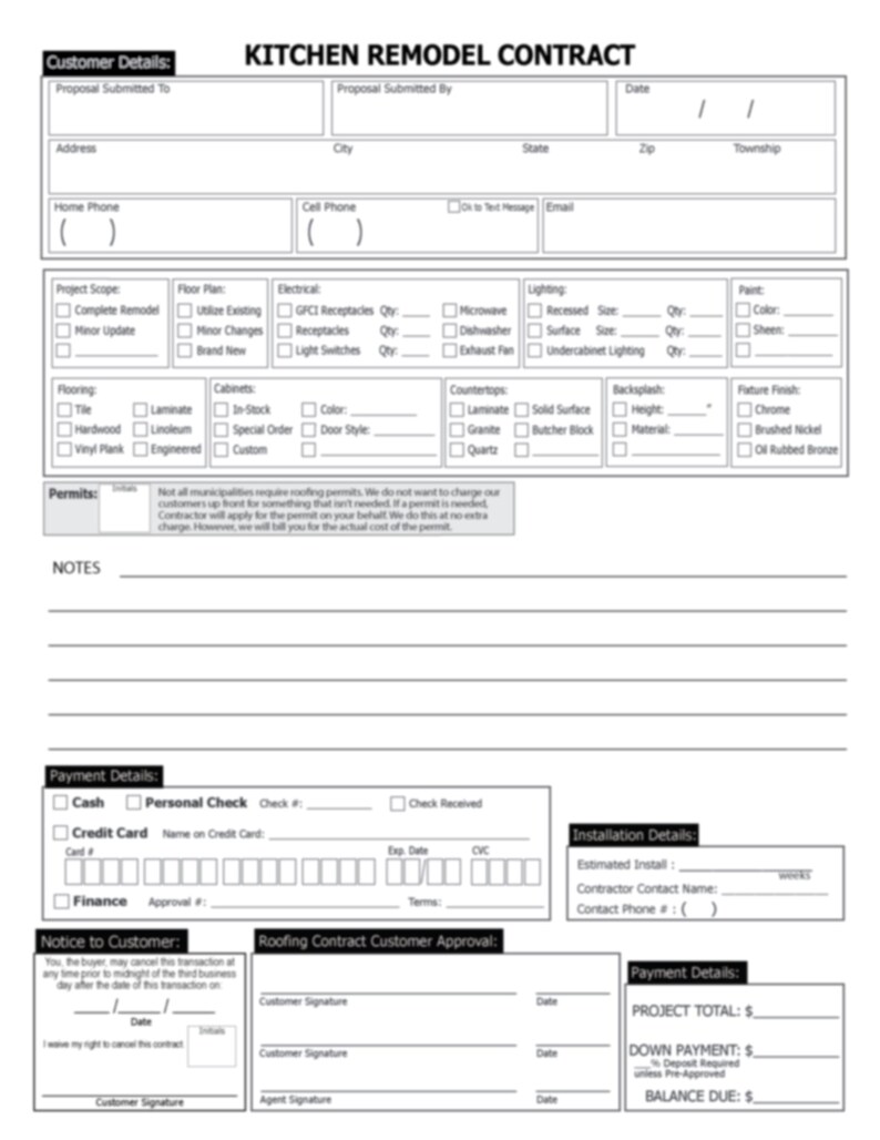 Kitchen Remodel Contract - Ready to Use Instant PDF Download Contractor ...