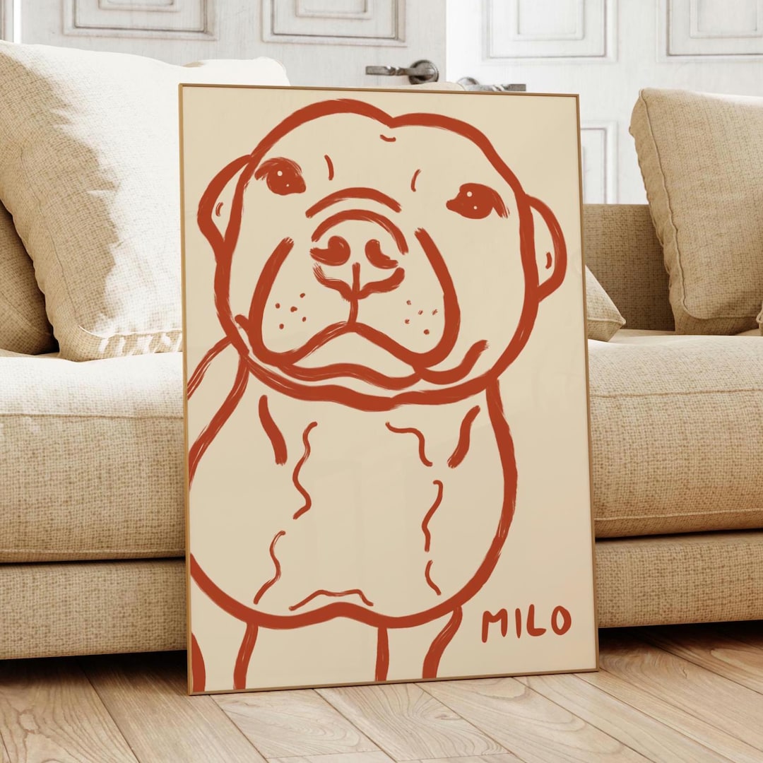 Funny Custom Dog Portrait, Minimalist Custom Pet Portrait, Trendy ...