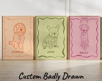 Custom badly Drawn Dog Portrait Minimalist Poorly Drawn Dog ...