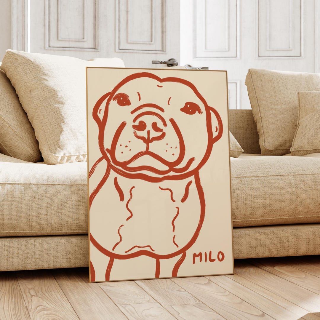 Funny Custom Dog Portrait, Minimalist Custom Pet Portrait, Trendy ...