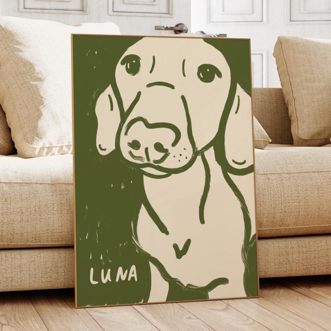 Modern Custom Dog Portrait, Cute Hand Draw Pet Portrait, Colorful ...
