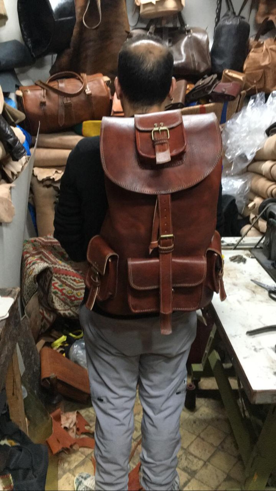 Handmade Genuine Leather Backpack for Men Vintage Men's Travel Rucksack ...