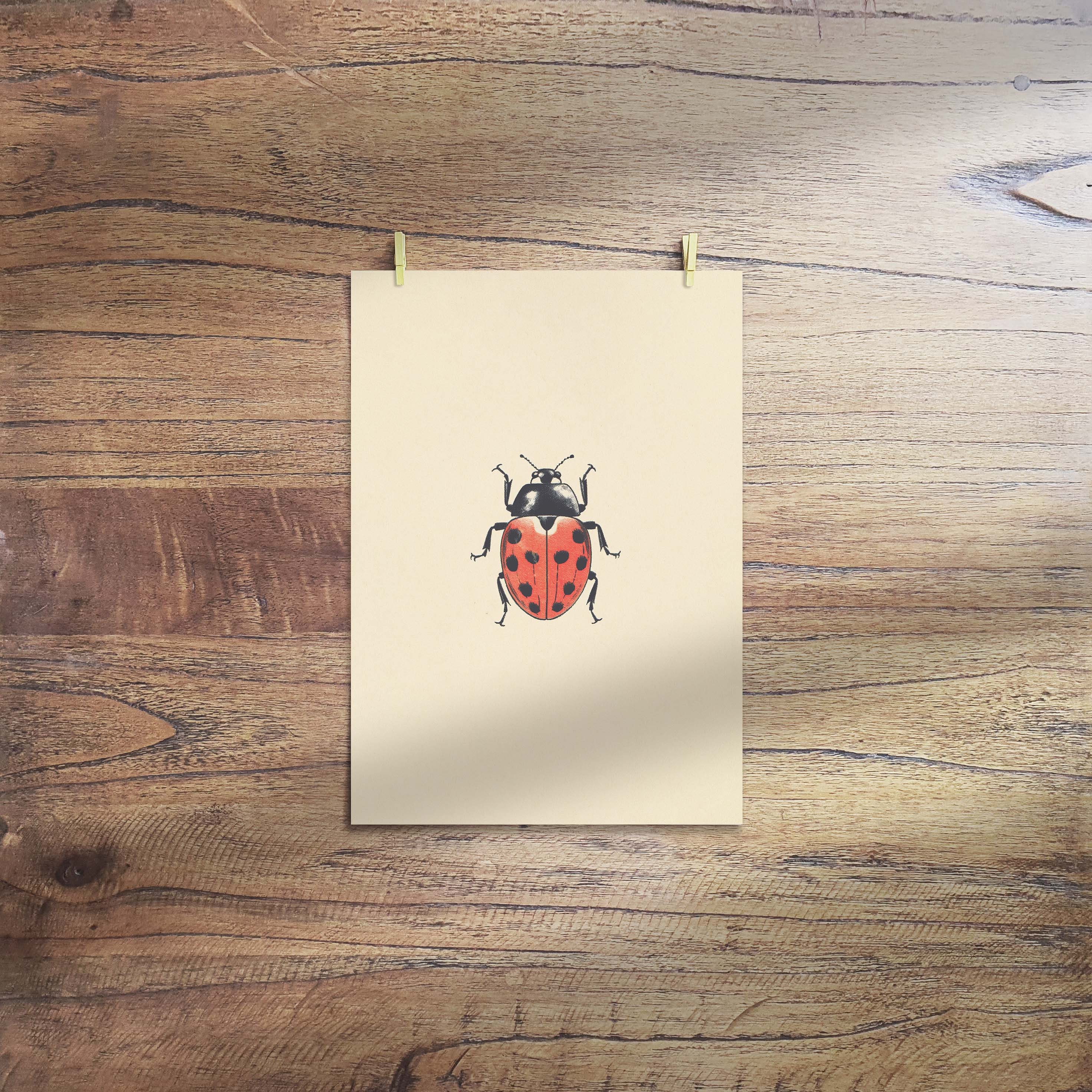 Vintage Ladybug, Antique Beetle PRINTABLE Wall Art Print Red Minimalist ...