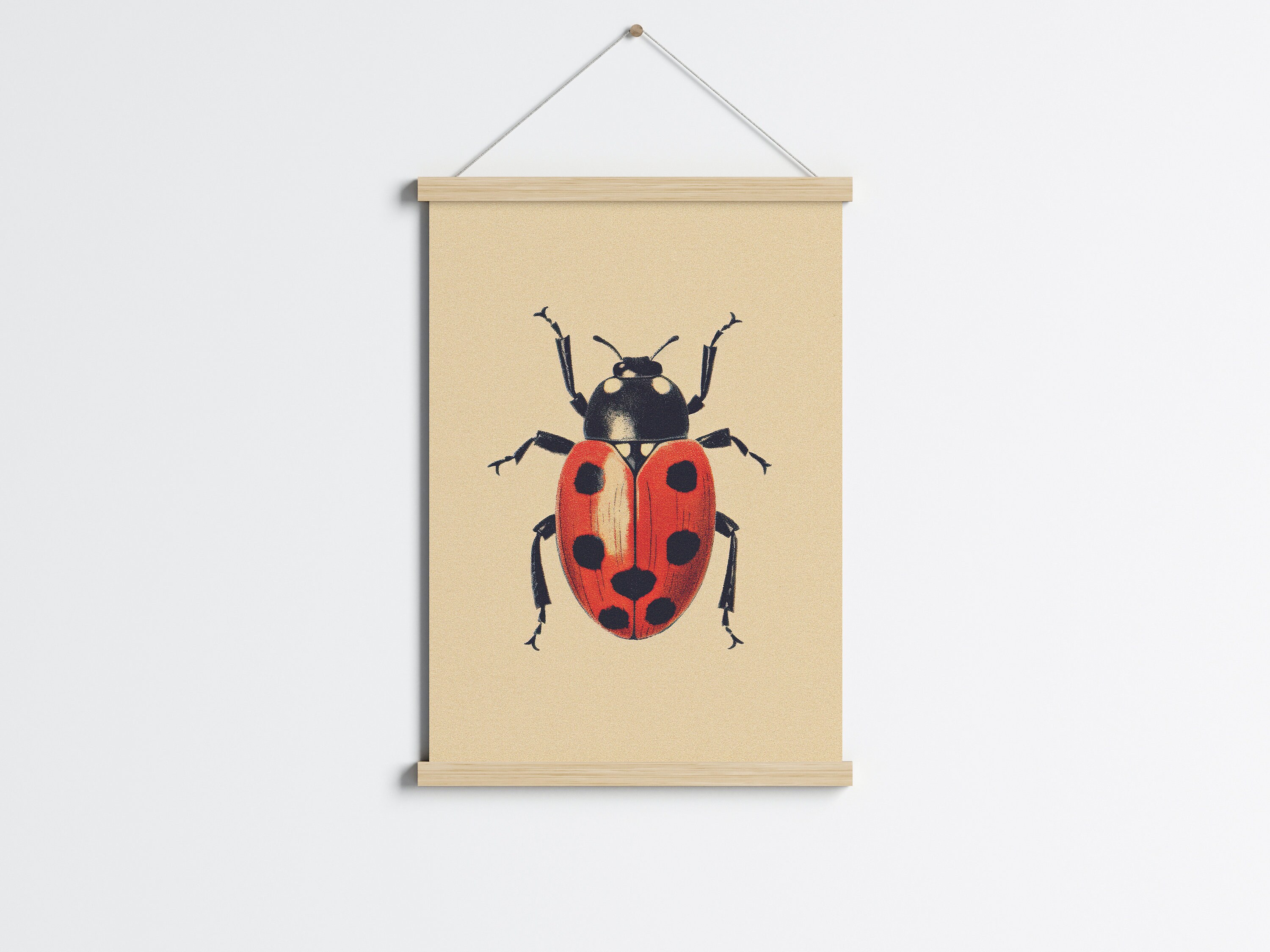 Vintage Ladybug, Antique Beetle PRINTABLE Wall Art Print Red Minimalist ...