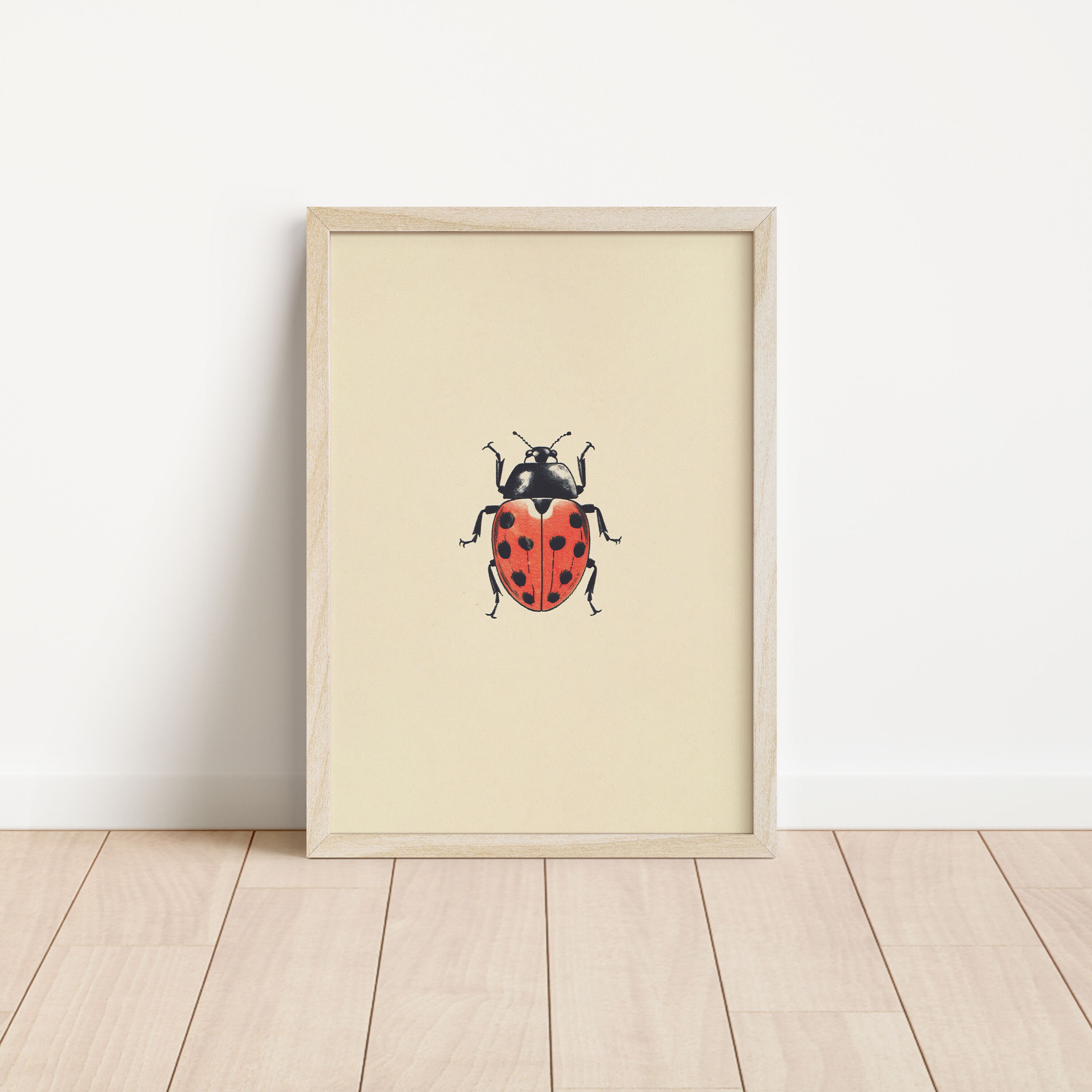 Vintage Ladybug, Antique Beetle PRINTABLE Wall Art Print Red Minimalist ...