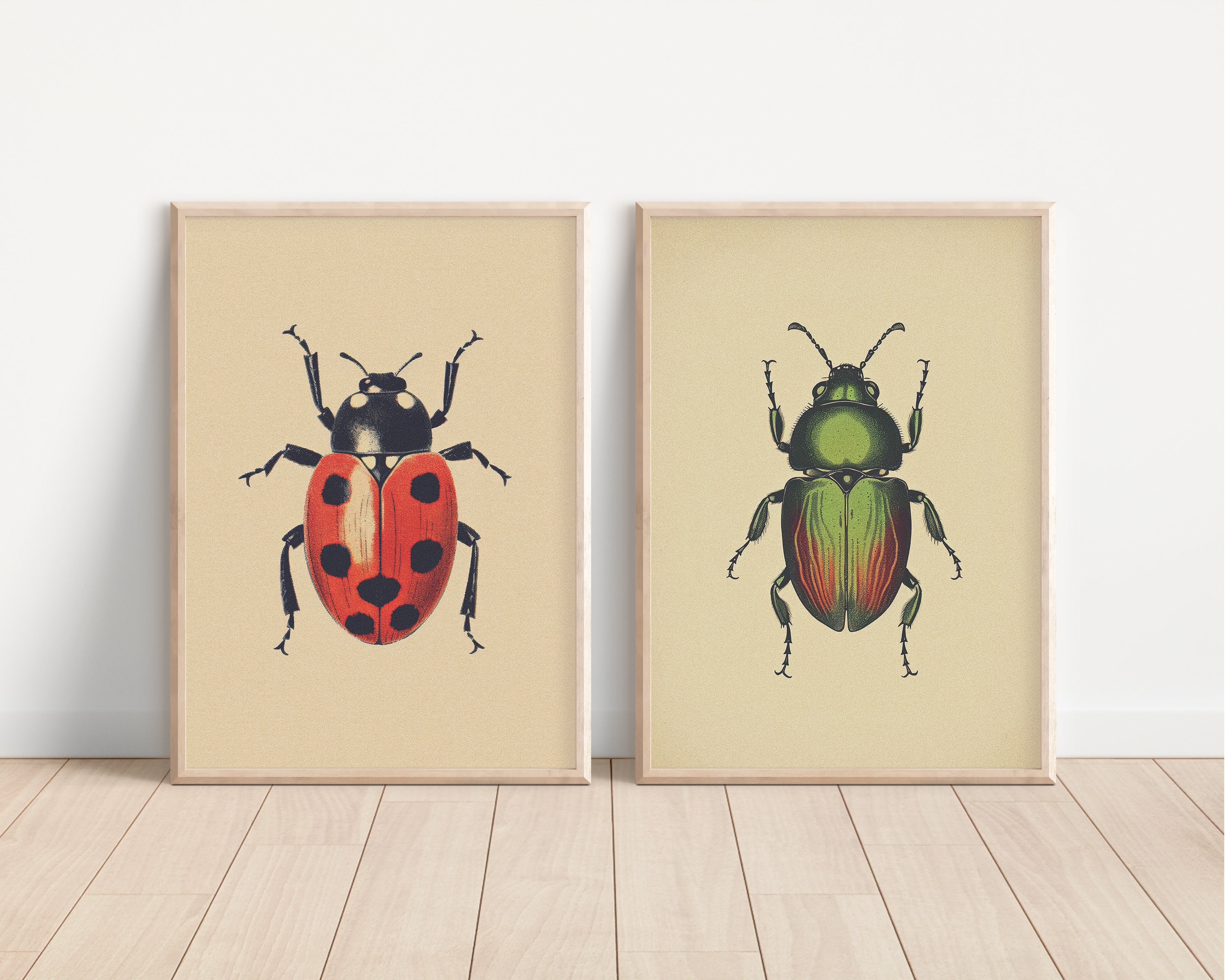 Antique Beetles, Vintage Bug PRINTABLE Wall Art Prints Set of 2 Bundle ...