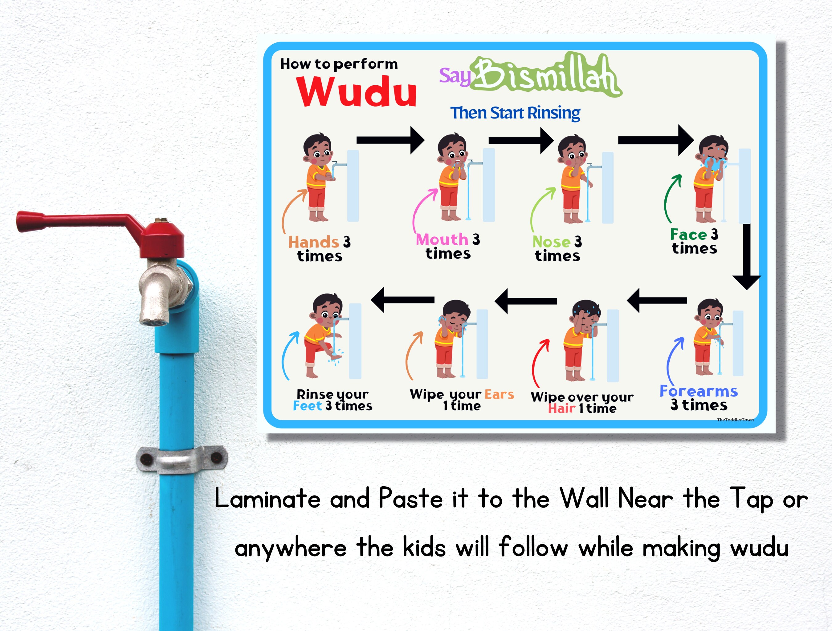 Islamic Printable Wudhu Steps Muslim Resources Preschool - Etsy Australia