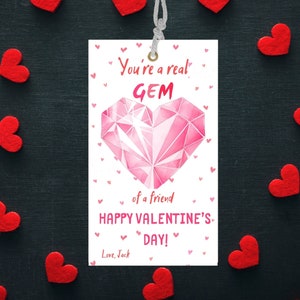 Valentines Gem Gift Tag Editable Template, You're A Real Gem of a ...