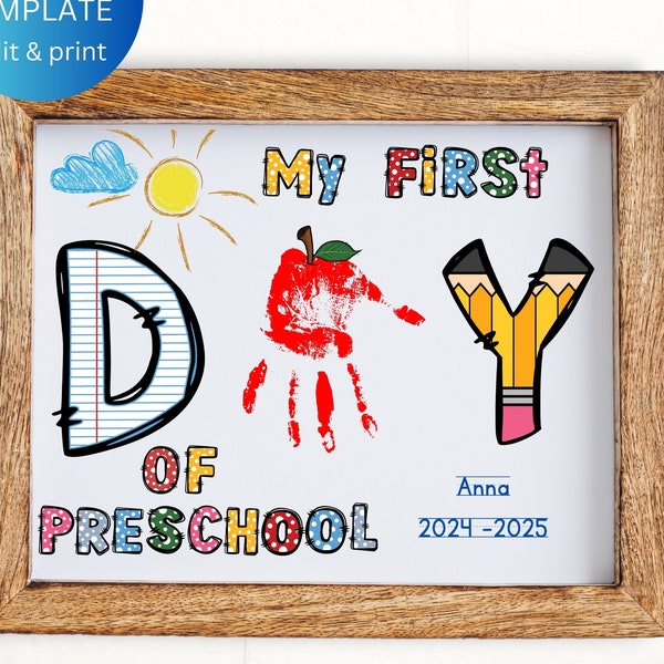 First Day of School Handprint Craft, Back to School Printable, School ...