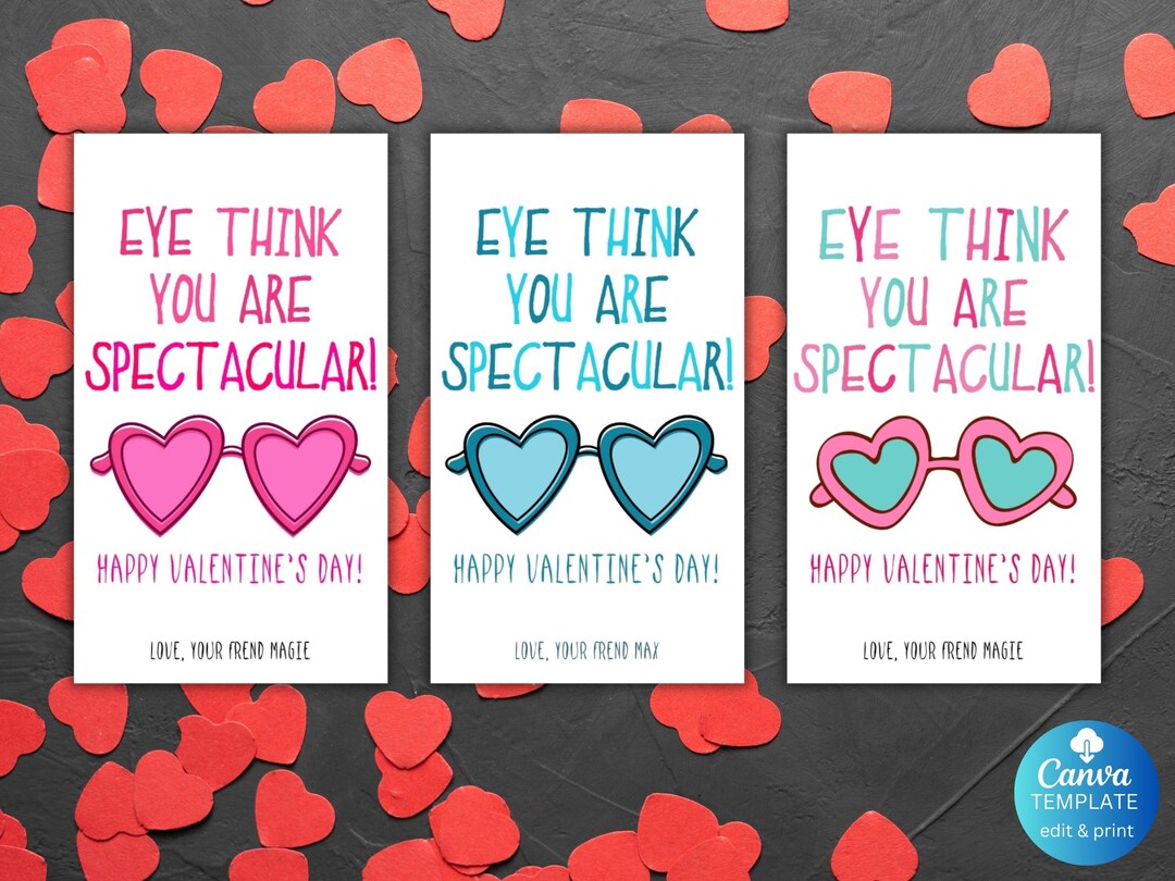 Eye Think You Are Spectacular Valentine Sunglasses Printable Favor Gift ...