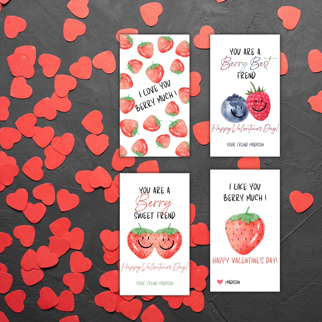 Editable Berry Valentines Gift Tags Valentine You Are Berry Frend Tag ...