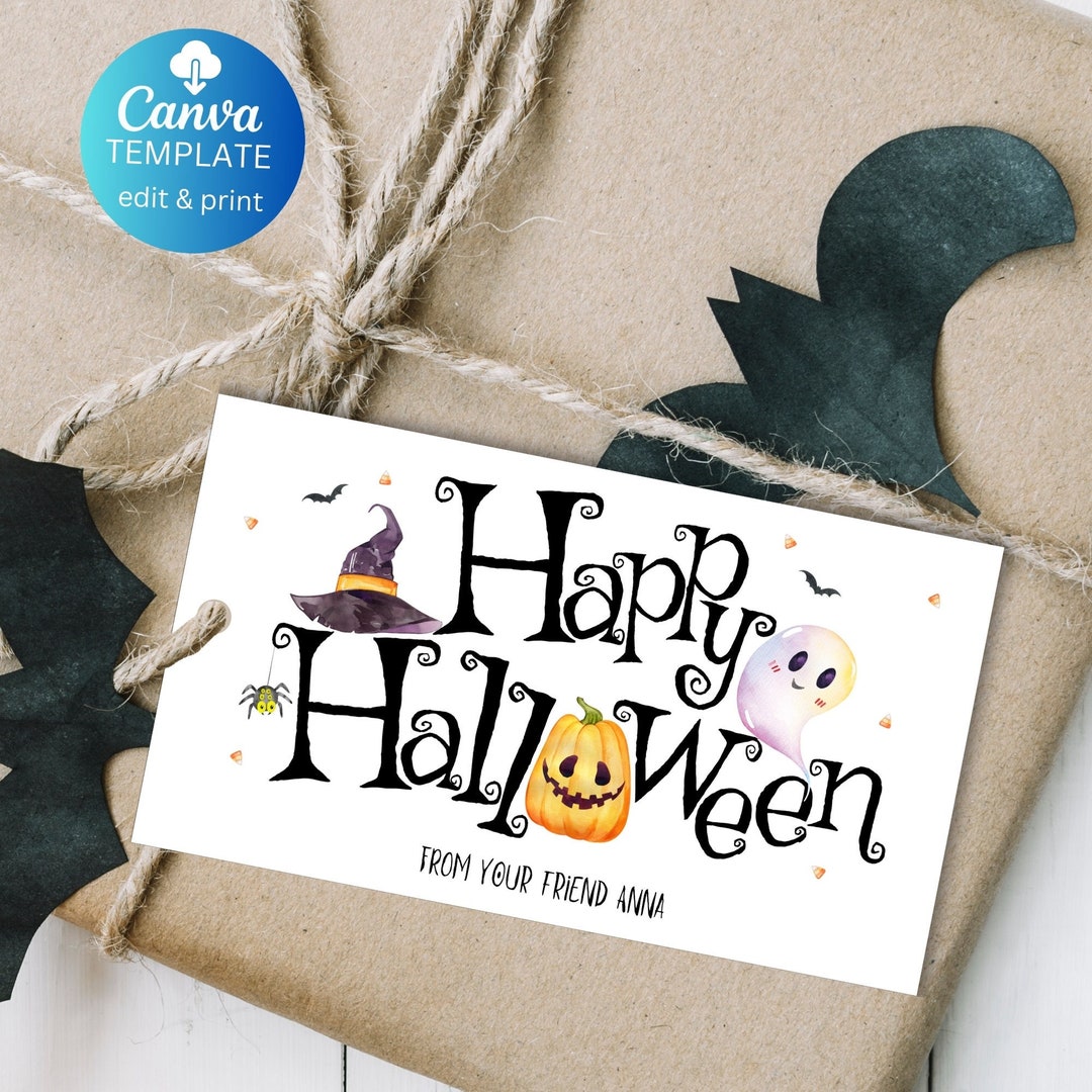 Editable Halloween Favor Tag Spooky Ghost Witch Boo Gift Tags Trick or ...