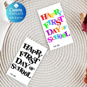 Custom First Day of School Printable Favor Gift Tag Template, Back to ...