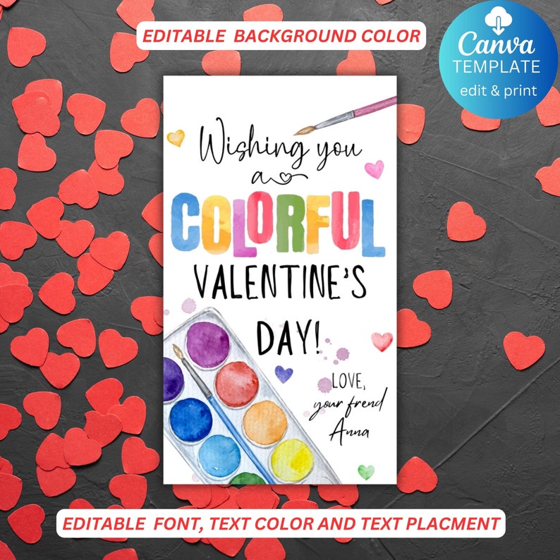 Colorful Valentines Day Printable Gift Tag Template Classroom Teacher ...